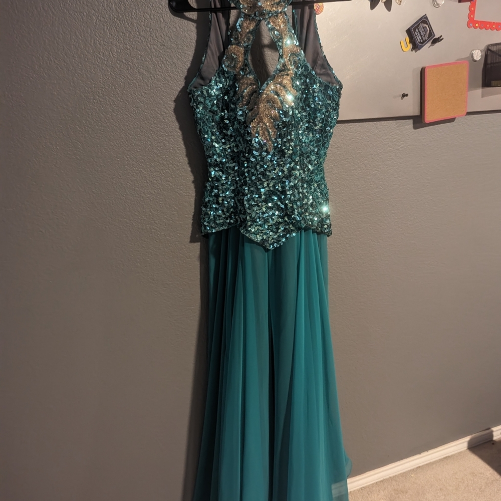 Vintage Mike Benet Formals Green Sequined/Beaded Gown… - Gem